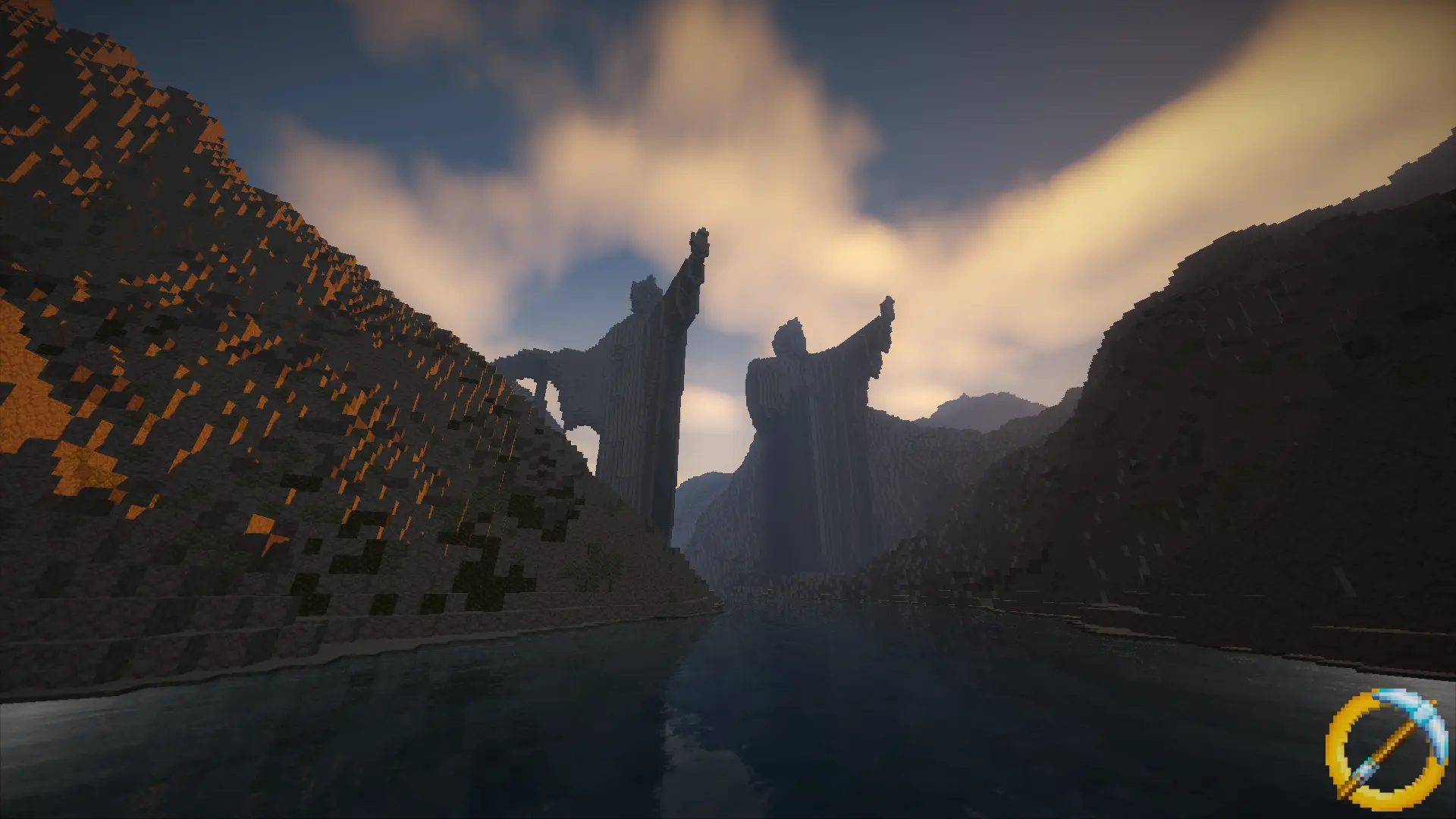 Argonath in a special light | Minecraft Middle Earth
