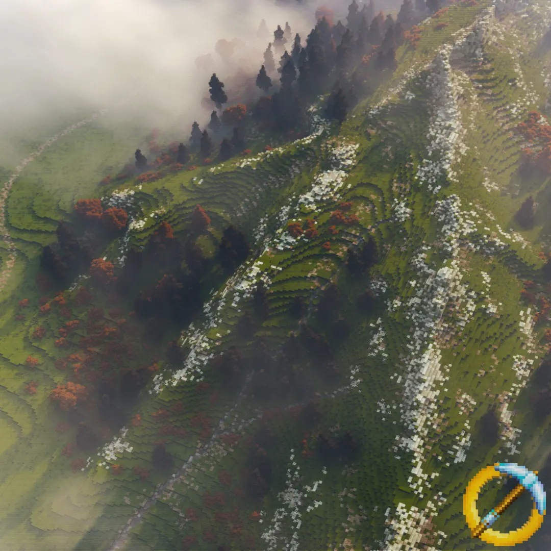 Hollin Ridge Aerial Square - Bliss Shaders | Minecraft Middle Earth