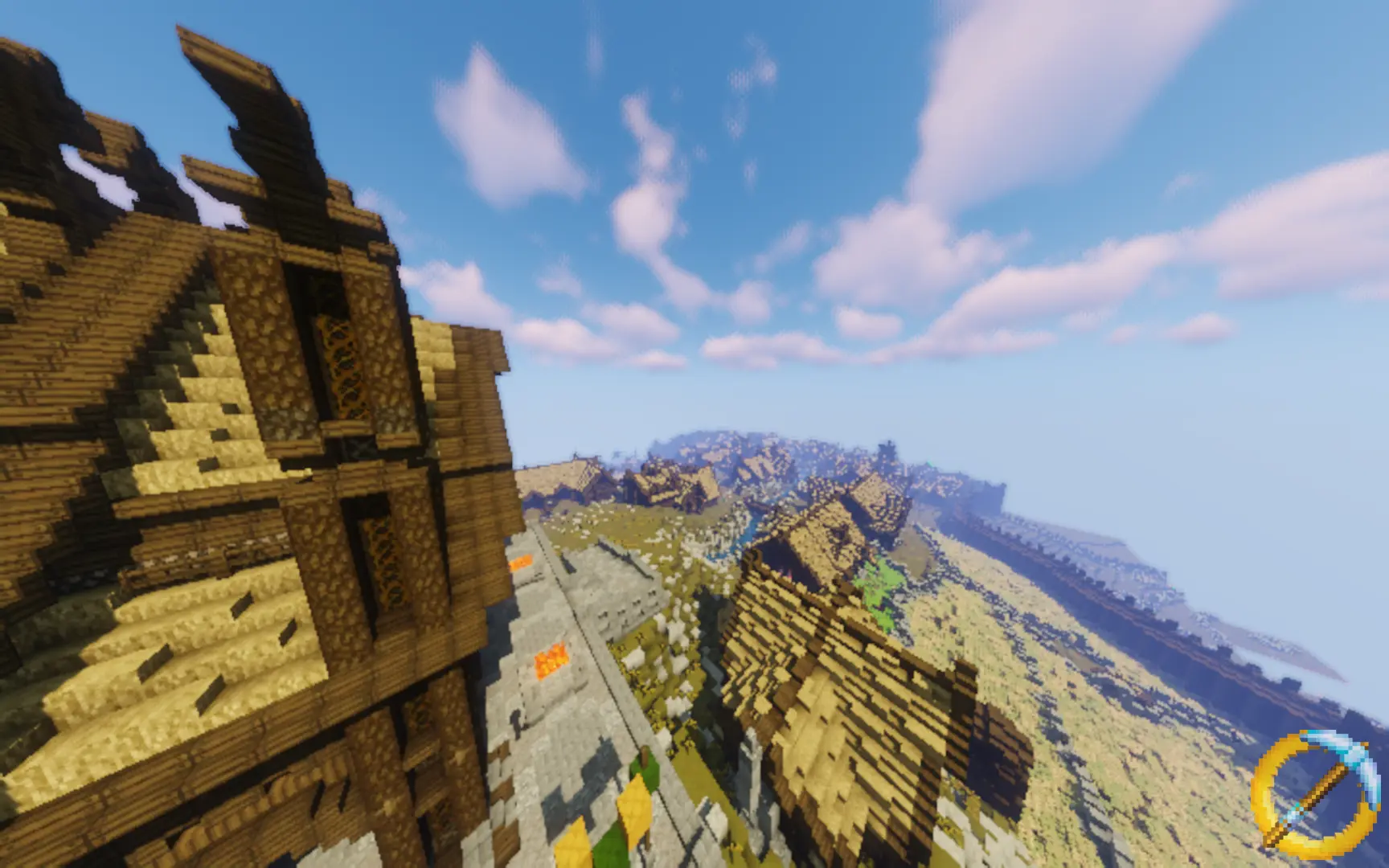 The Golden Hall of Meduseld looking over Edoras | Minecraft Middle Earth